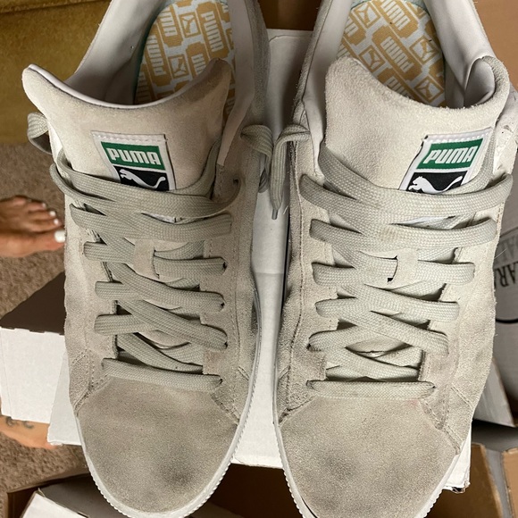 Puma | Shoes | Puma Light Grey Suede Sneakers | Poshmark